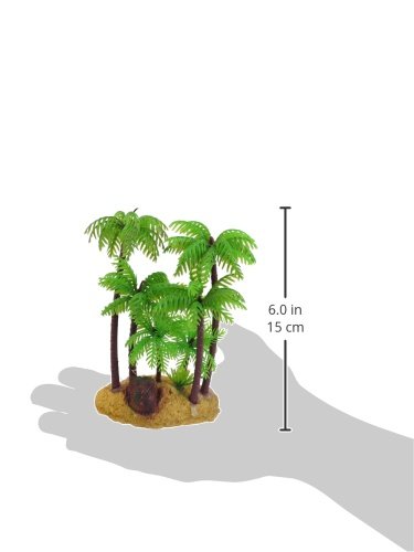 Jardin Plastic Palm Tree Plant Underwater Aquarium Ornament, 5.4-Inch, Green/Brown