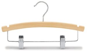 only hangers 12" children's wooden hanger w/ clips [ bundle of 25 ]