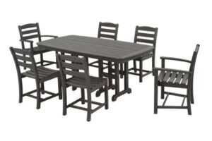 polywood pws131-1-gy la casa café 7-piece dining set, slate grey