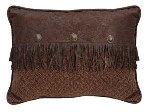 hiend accents del rio southwestern chocolate faux leather envelope throw pillow w/ fringe & concho