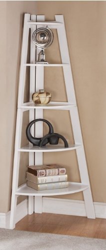 White Finish 5 Tier Corner Display Unit Shelf / Rack F04040