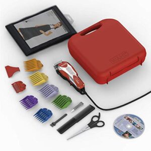 WAHL Professional Animal Deluxe U-Clip Pet, Dog, & Cat Clipper & Grooming Kit (9484-300), Red and Chrome