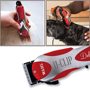 WAHL Professional Animal Deluxe U-Clip Pet, Dog, & Cat Clipper & Grooming Kit (9484-300), Red and Chrome