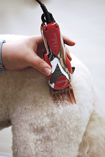 WAHL Professional Animal Deluxe U-Clip Pet, Dog, & Cat Clipper & Grooming Kit (9484-300), Red and Chrome