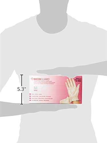 Medline MediGuard Vinyl Exam Gloves, 150 Count, Medium, Powder Free, Disposable, Not Made with Natural Rubber Latex, All-purpose Medical Tasks