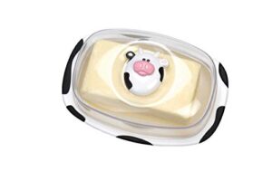 joie kitchen gadgets 43344 moomoo butter dish, white/black, 17.8 x 10.2 x 12.7 cm