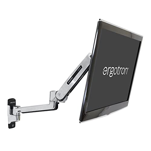 Ergotron – LX Sit-Stand Single Monitor Arm, VESA Wall Mount – for Monitors Up to 42 Inches, 7 to 25 lbs – Polished Aluminum