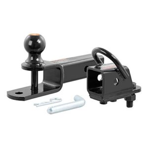 curt 45038 3-in-1 utv, atv trailer hitch mount with 2-inch receiver adapter, 2-inch ball, clevis pin, 5/8-inch hole, gloss black powder coat