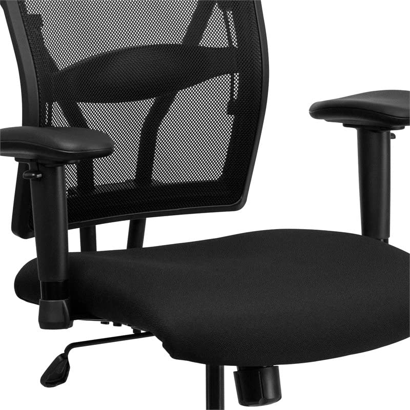 Flash Furniture HERCULES Series Big & Tall 400 lb. Rated Black Mesh Ergonomic Drafting Chair with Adjustable Arms