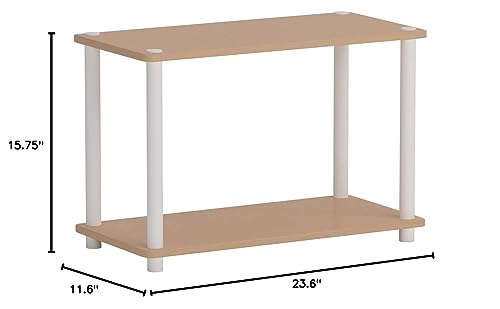 Furinno Turn-N-Tube 2-Tier Shelves/End Tables Set, 2-Pack, Beech/White