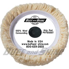 buff and shine 7502gt buffing pad 7-1/2 100% wool self centering