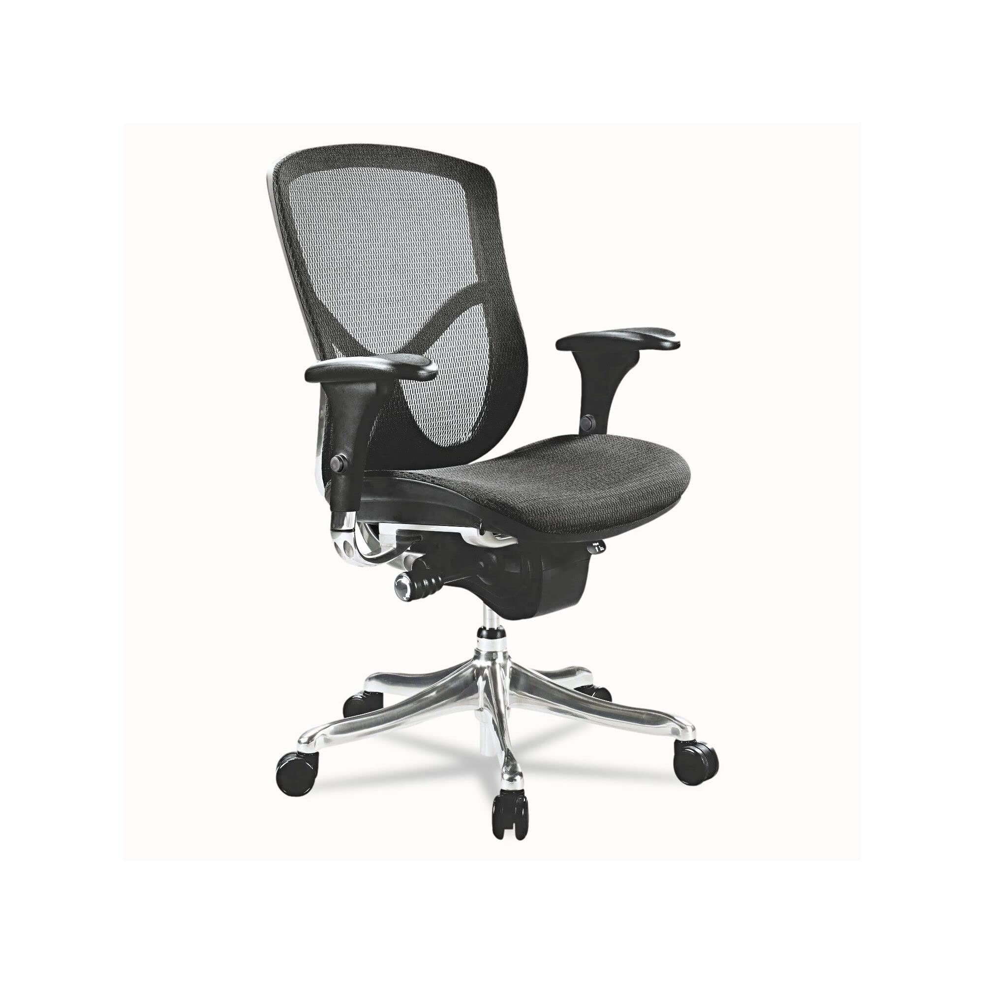 Alera ALEEQA42ME10A EQ Series Ergonomic Multifunction Mid-Back Mesh Chair with Aluminum Base - Black