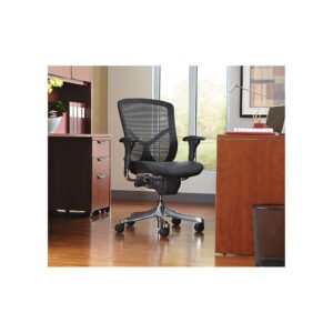 Alera ALEEQA42ME10A EQ Series Ergonomic Multifunction Mid-Back Mesh Chair with Aluminum Base - Black