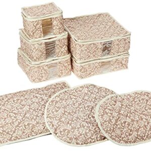 Homewear 8-Piece Hudson Damask China Storage Container Set, Tan,Beige