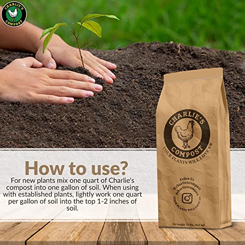 Charlie's Compost: Concentrated Organic Plant Fertilizer to Improve Garden Soil and Potting Soil in Fruit and Vegetable Garden - with Biochar (10lb)