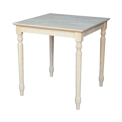 International Concepts Square Solid Wood Top Table with Turned Legs, 30-Inch