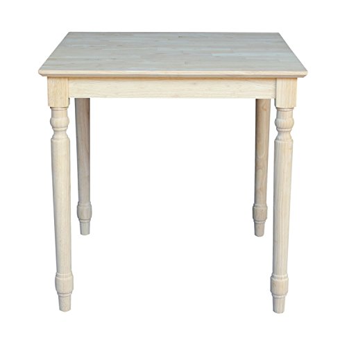 International Concepts Square Solid Wood Top Table with Turned Legs, 30-Inch