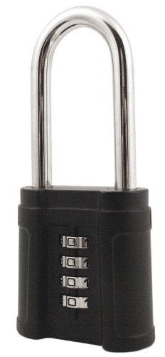 FJM Security SX-874 4-Dial Long Shackle Combination Padlock With Black Finish