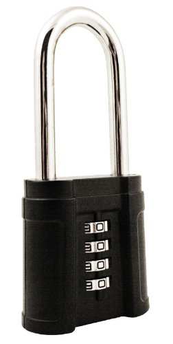 FJM Security SX-874 4-Dial Long Shackle Combination Padlock With Black Finish