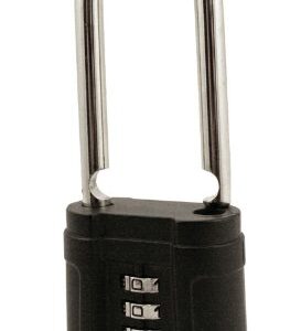 FJM Security SX-874 4-Dial Long Shackle Combination Padlock With Black Finish