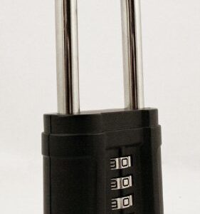 FJM Security SX-874 4-Dial Long Shackle Combination Padlock With Black Finish