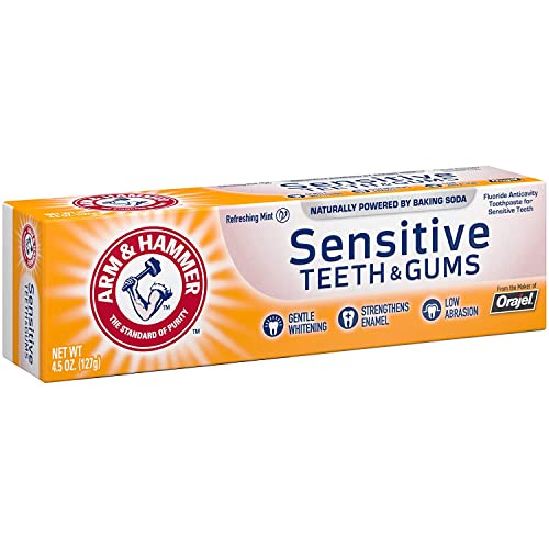 Arm & Hammer Sensitive Toothpaste, Anticavity Fluoride, Whitening, Fresh Mint 4.5 Oz (Pack of 3)