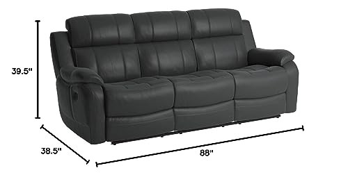 Homelegance Marille Reclining Sofa w/ Center Console Cup Holder, Black Bonded Leather