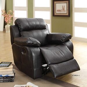 Homelegance Marille Reclining Sofa w/ Center Console Cup Holder, Black Bonded Leather