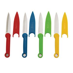 Starfrit 4-Piece Paring Knife Set with Covers, Red/Blue/Green/Yellow