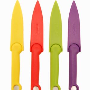 Starfrit 4-Piece Paring Knife Set with Covers, Red/Blue/Green/Yellow