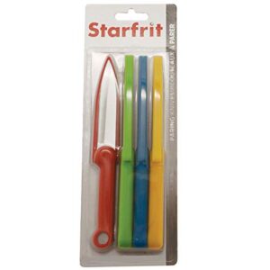 Starfrit 4-Piece Paring Knife Set with Covers, Red/Blue/Green/Yellow