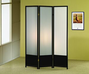 coaster home furnishings calix 3-panel folding floor screen translucent and black