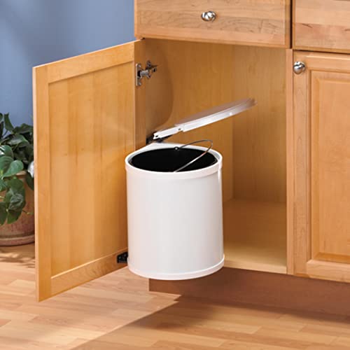 KV Kitchen & Bath Storage Real Solutions 16.5 in. H x 11 in. D x 11 in. W White in-Cabinet Pivot Out Trash Can