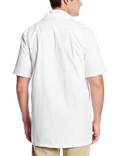 Worklon 3409 Polyester/Cotton Unisex Short Sleeve Pharmacy Lab Coat with Button Closure, Large, White