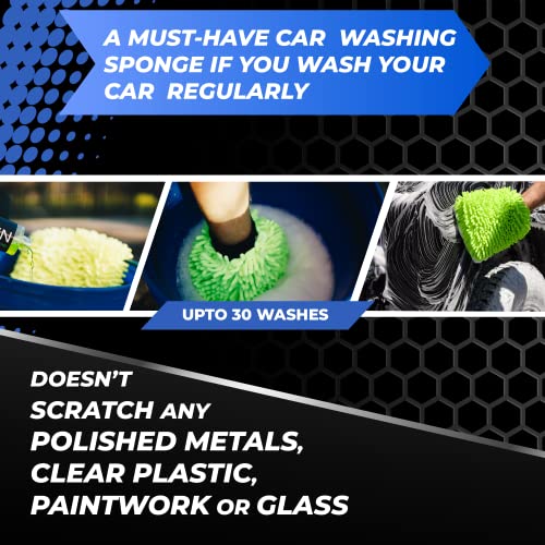 Nexgen Premium Chenille Wash Mitt — Scratch-Free Super Absorbent Microfiber Wash Mitt for Cars — Lime Green