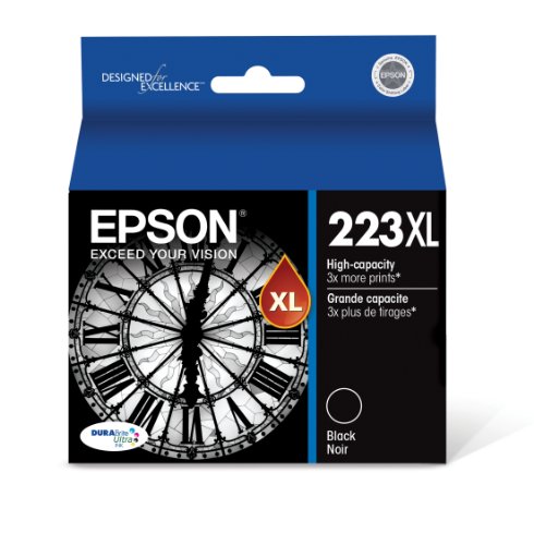 EPSON T223 DURABrite Ultra -Ink High Capacity Black -Cartridge (T223XL120) for Select Epson Workforce Printers