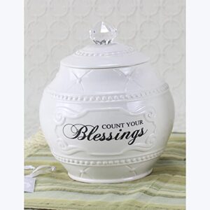 young's inc. ceramic jar with 36 blessing cards - 6" l x 6" w x 7" h - spiritual gifts for women - motivational desk decor