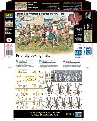 Master Box Models "Friendly Boxing Match" British and American Paratroopers WWII Era Model Building Kit (9 Figures Set), Scale 1/35