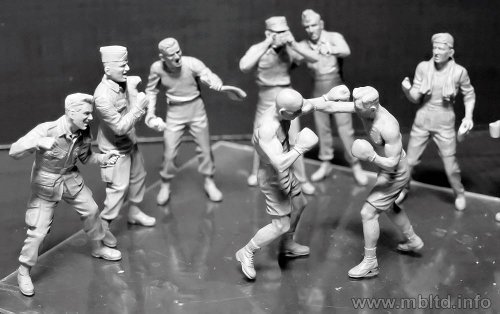 Master Box Models "Friendly Boxing Match" British and American Paratroopers WWII Era Model Building Kit (9 Figures Set), Scale 1/35