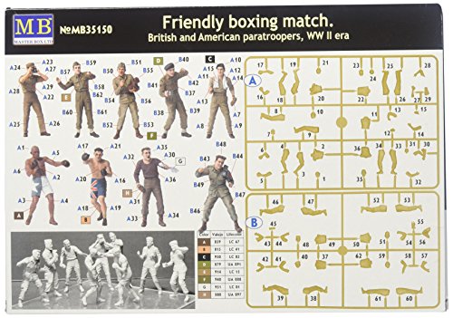 Master Box Models "Friendly Boxing Match" British and American Paratroopers WWII Era Model Building Kit (9 Figures Set), Scale 1/35