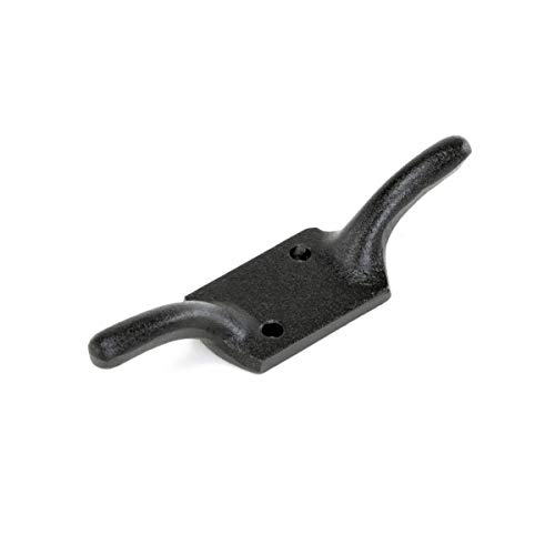 Renovators Supply Manufacturing Cleat Hooks 4 in. Black Wrought Iron Cord Rope Holder for Window Blinds or Flagpoles with Screws