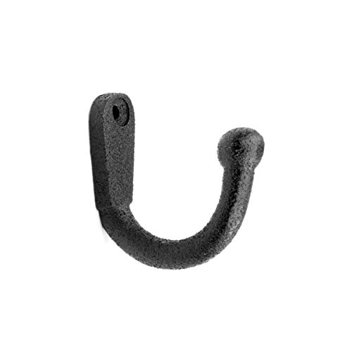 Renovators Supply Bathroom Hooks 2 in. Black Wrought Iron Wall Mount Hooks for Hanging Robe, Towel, Hat, with Mounting Hardware