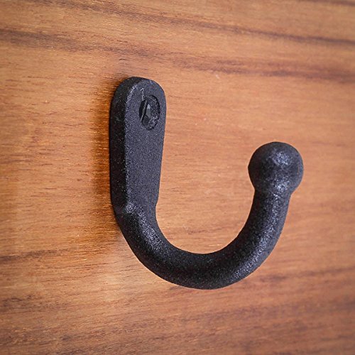 Renovators Supply Bathroom Hooks 2 in. Black Wrought Iron Wall Mount Hooks for Hanging Robe, Towel, Hat, with Mounting Hardware