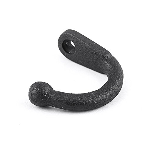 Renovators Supply Bathroom Hooks 2 in. Black Wrought Iron Wall Mount Hooks for Hanging Robe, Towel, Hat, with Mounting Hardware