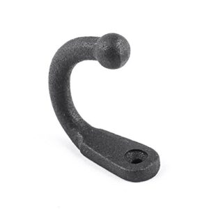 Renovators Supply Bathroom Hooks 2 in. Black Wrought Iron Wall Mount Hooks for Hanging Robe, Towel, Hat, with Mounting Hardware