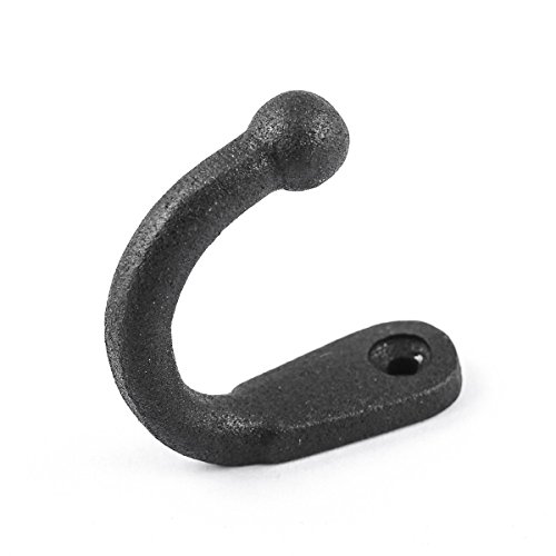 Renovators Supply Bathroom Hooks 2 in. Black Wrought Iron Wall Mount Hooks for Hanging Robe, Towel, Hat, with Mounting Hardware