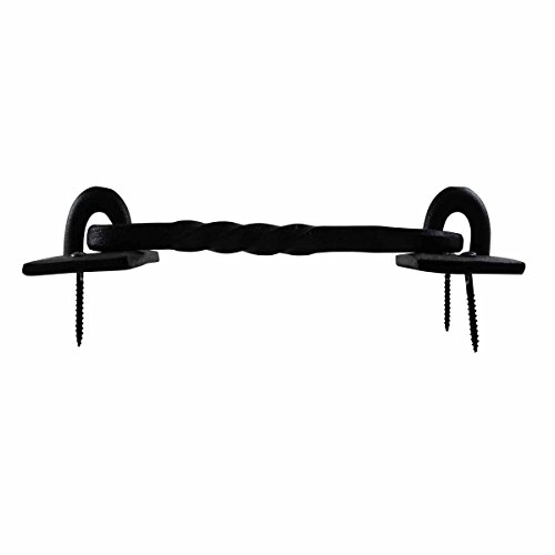 Renovators Supply Manufacturing Hook and Eye Latch 6.5 in. Black Wrought Iron Door Lock Latch/Gate Latch with Mounting Hardware