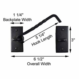 Renovators Supply Manufacturing Hook and Eye Latch 6.5 in. Black Wrought Iron Door Lock Latch/Gate Latch with Mounting Hardware