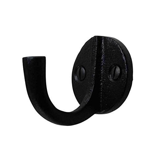 Renovators Supply Bathroom Hooks 1.6 in. Black Wrought Iron Wall Mount Hooks for Hanging Robe, Towel, Hat, or Jewellery with Mounting Hardware