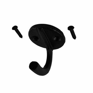 Renovators Supply Bathroom Hooks 1.6 in. Black Wrought Iron Wall Mount Hooks for Hanging Robe, Towel, Hat, or Jewellery with Mounting Hardware